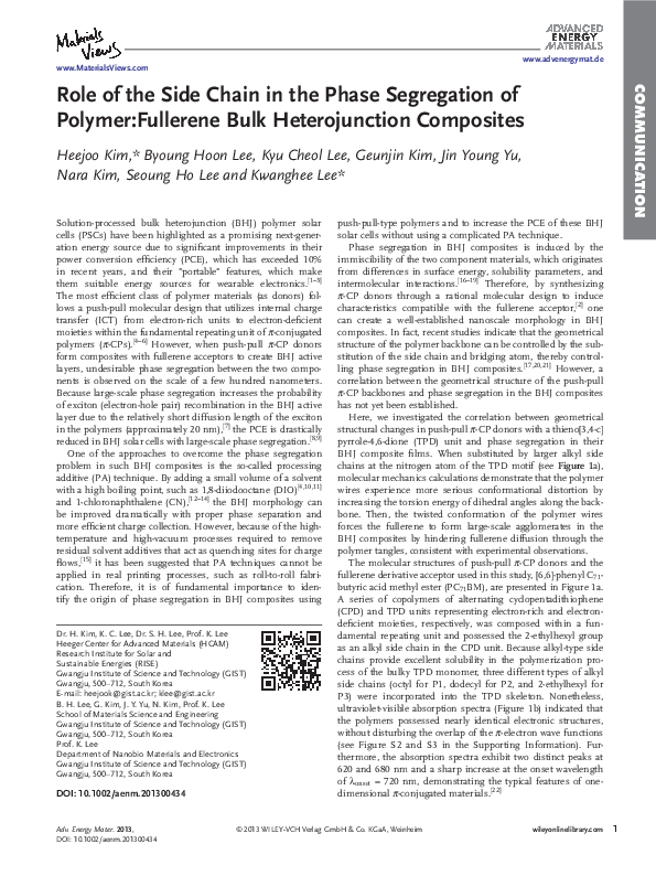(PDF) Role of the Side Chain in the Phase Segregation of Polymer ...