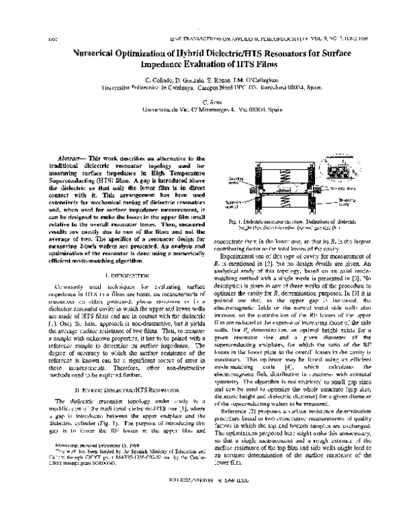 (PDF) Numerical optimization of hybrid dielectric/HTS resonators for surface impedance ...