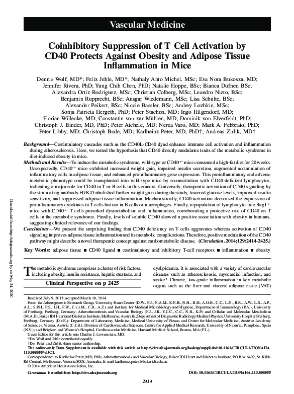 (PDF) Coinhibitory Suppression of T Cell Activation by CD40 Protects ...