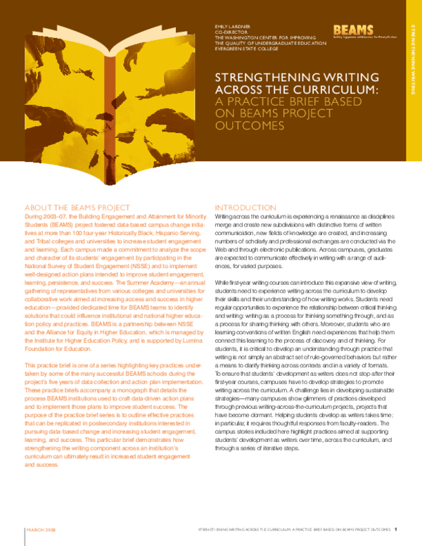 (PDF) Strengthening Writing Across the Curriculum: A Practice Brief ...