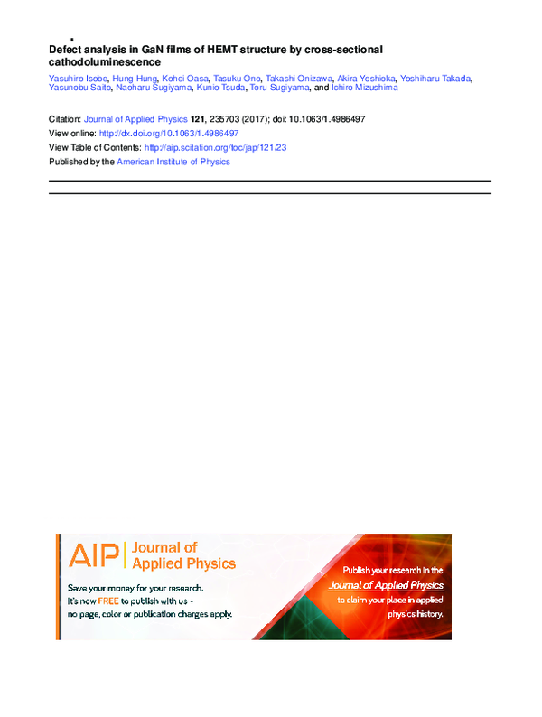 (PDF) Defect analysis in GaN films of HEMT structure by cross-sectional ...