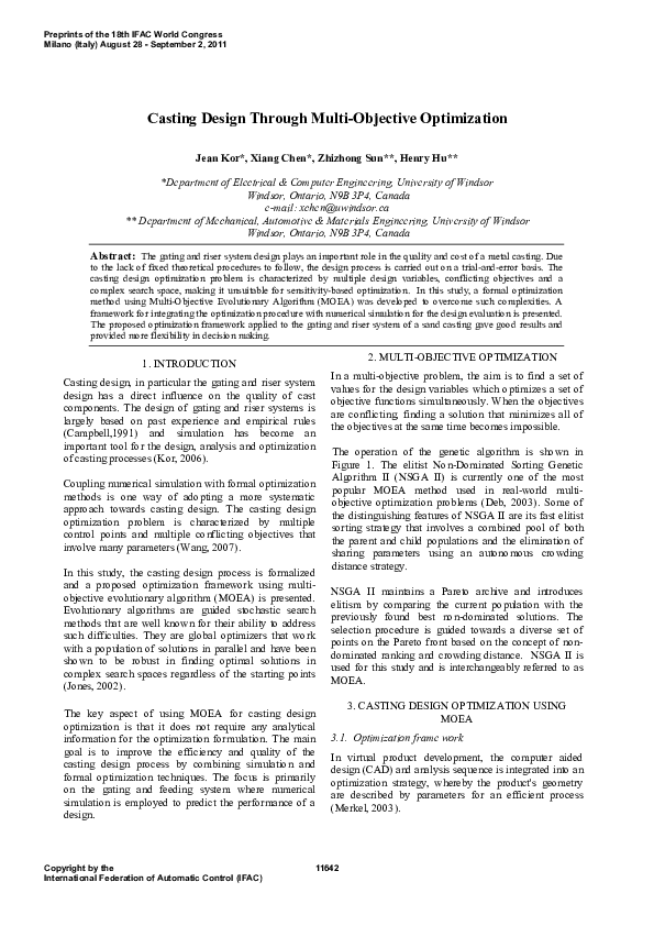 (PDF) Casting Design through Multi-objective Optimization