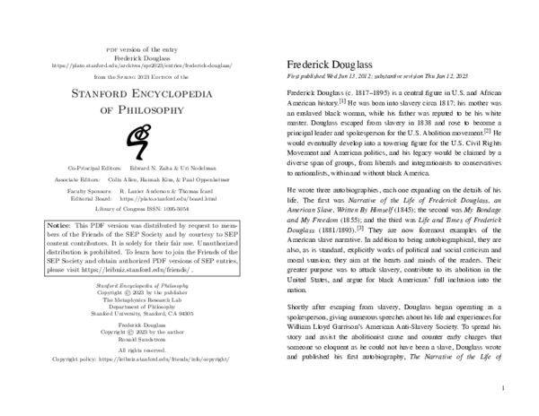 (PDF) On Frederick Douglass