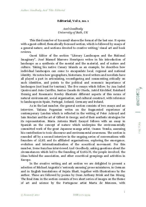 (PDF) Editorial, Vol. 2, No. 1