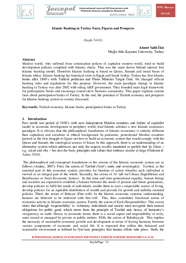 (PDF) Islamic Banking in Turkey Facts, Figures and Prospects