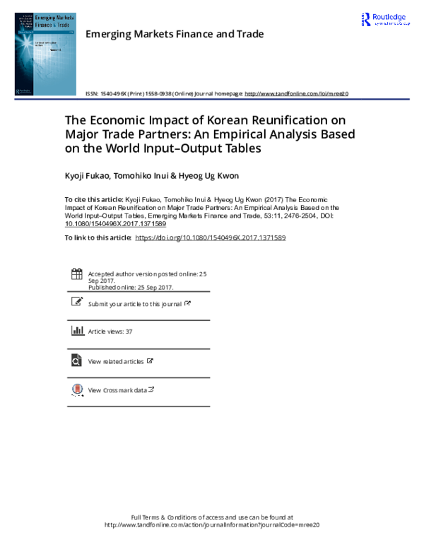 (PDF) The Economic Impact of Korean Reunification on Major Trade Partners: An Empirical Analysis ...