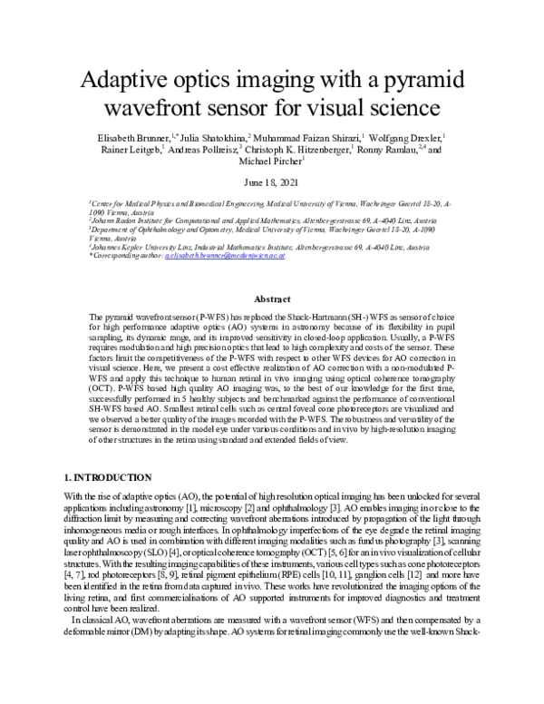 (PDF) Adaptive optics imaging with a pyramid wavefront sensor for visual science