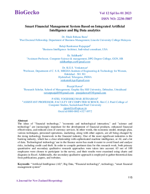 (PDF) Smart Financial Management System Based on Integrated Artificial Intelligence and Big Data ...