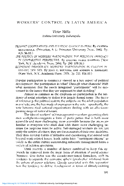 (PDF) Workers' Control in Latin America