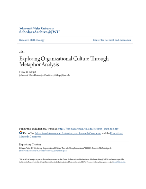 (PDF) Exploring Organizational Culture Through Metaphor Analysis