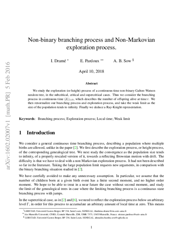 (PDF) Non-binary branching process and non-Markovian exploration process
