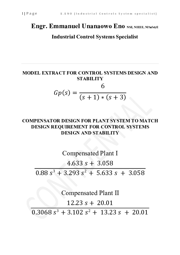 Doc Compensator Design For Plant System To Match Design Requirement