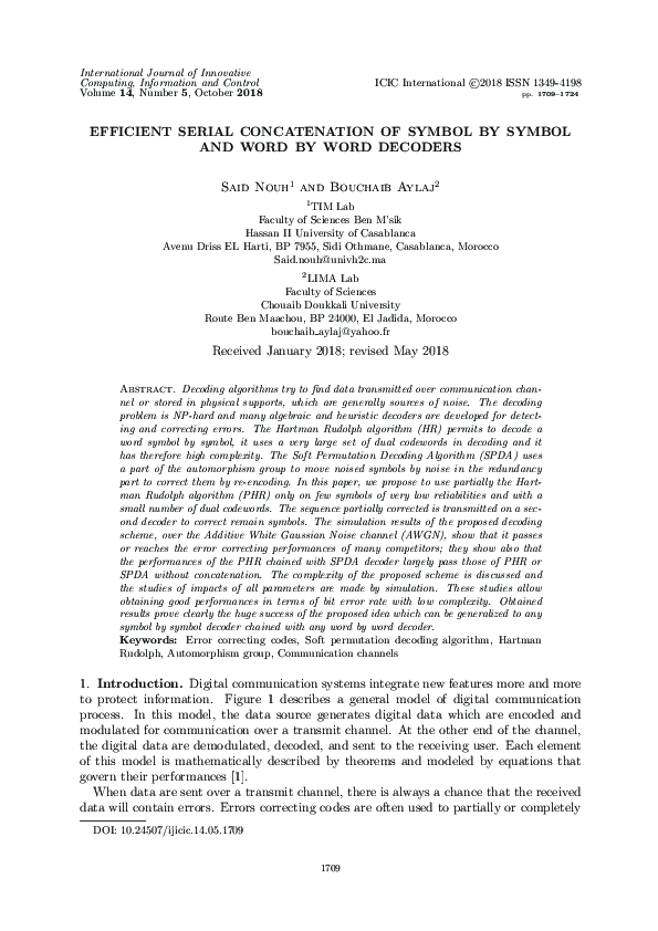 (PDF) Efficient Serial Concatenation of Symbol by Symbol and Word by Word Decoders | said nouh ...