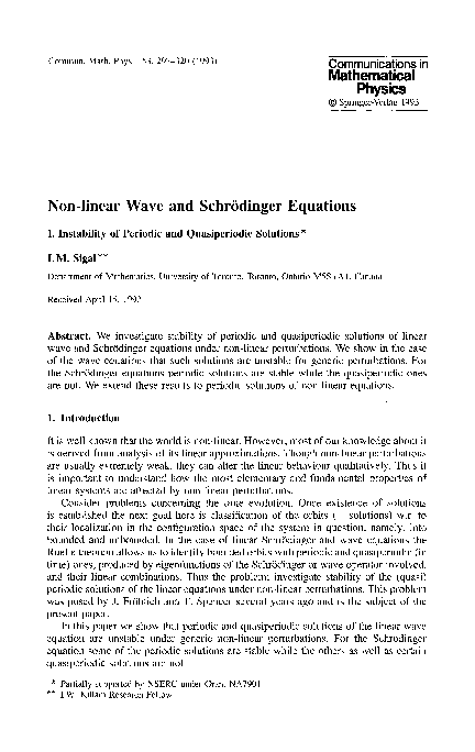 (PDF) Non-linear wave and Schr dinger equations: I. Instability of periodic and quasiperiodic ...