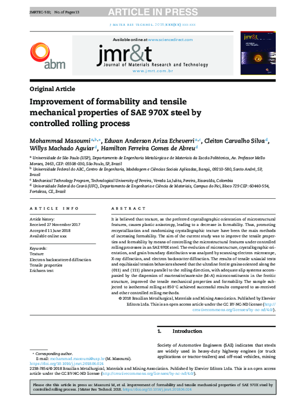 (PDF) Improvement of formability and tensile mechanical properties of ...