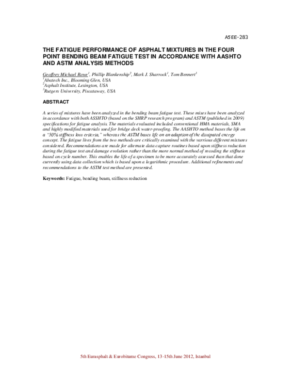(PDF) A 5 EE-283 the Fatigue Performance of Asphalt Mixtures in the ...