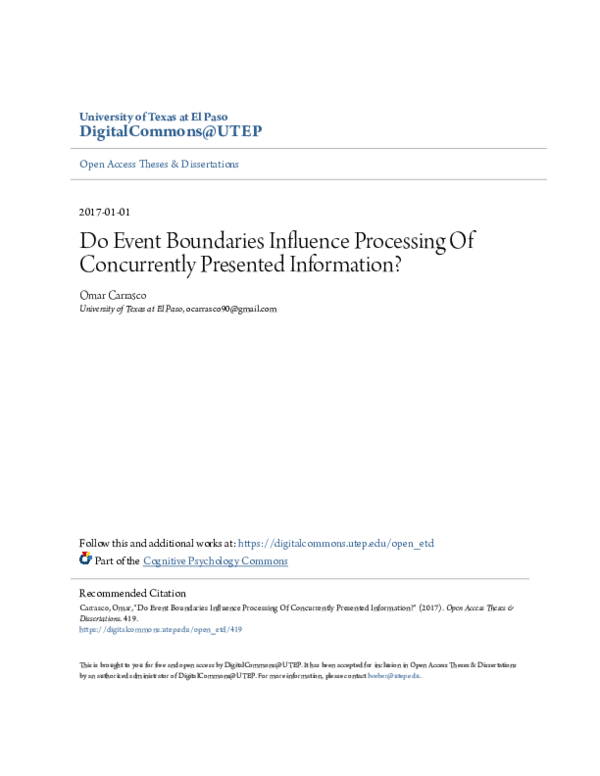 (PDF) Do Event Boundaries Influence Processing of Concurrently Presented Information