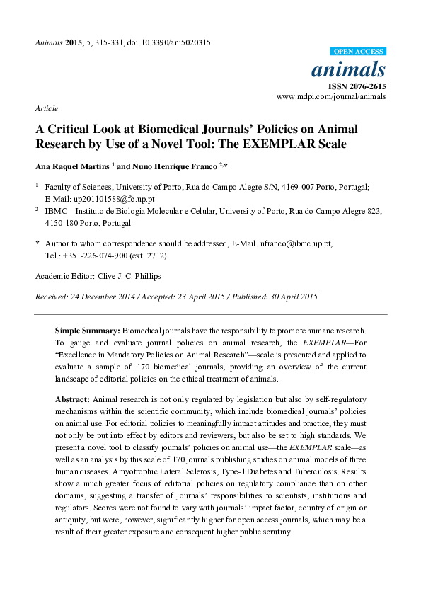 (PDF) Article A Critical Look at Biomedical Journals ’ Policies on ...