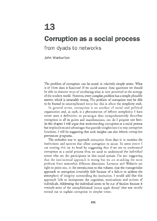 (PDF) Corruption as a social process: from dyads to networks