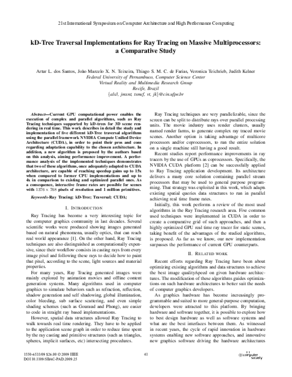 (PDF) kD-Tree Traversal Implementations for Ray Tracing on Massive Multiprocessors: A ...