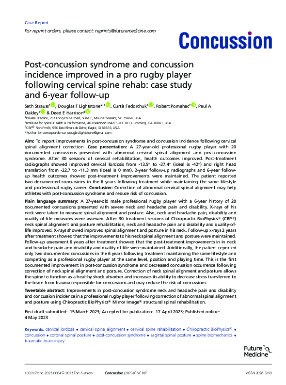 (PDF) Post-concussion syndrome and concussion incidence improved in a ...