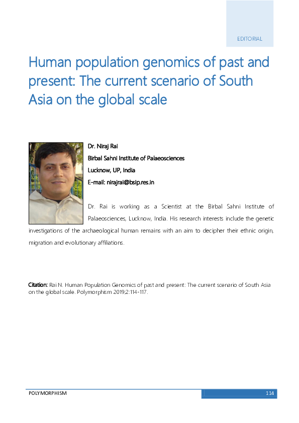 (PDF) Human Population Genomics of past and present: The current ...