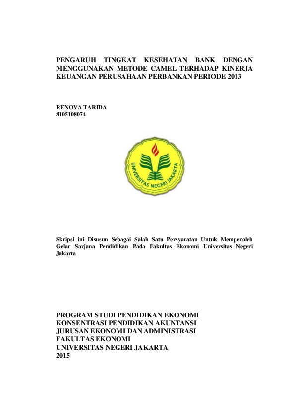 (PDF) Pengaruh Tingkat Kesehatan Bank Denganmenggunakan Metode Camel Terhadap Kinerjakeuangan ...
