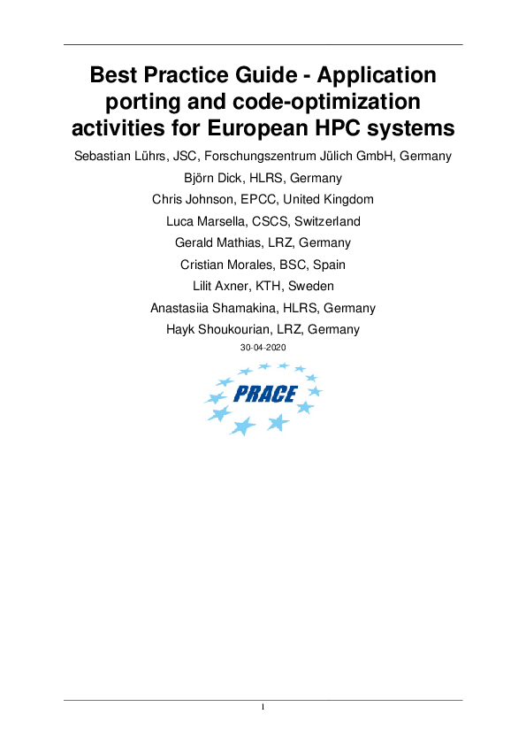 Pdf Best Practice Guide Application Porting And Code Optimization Activities For European