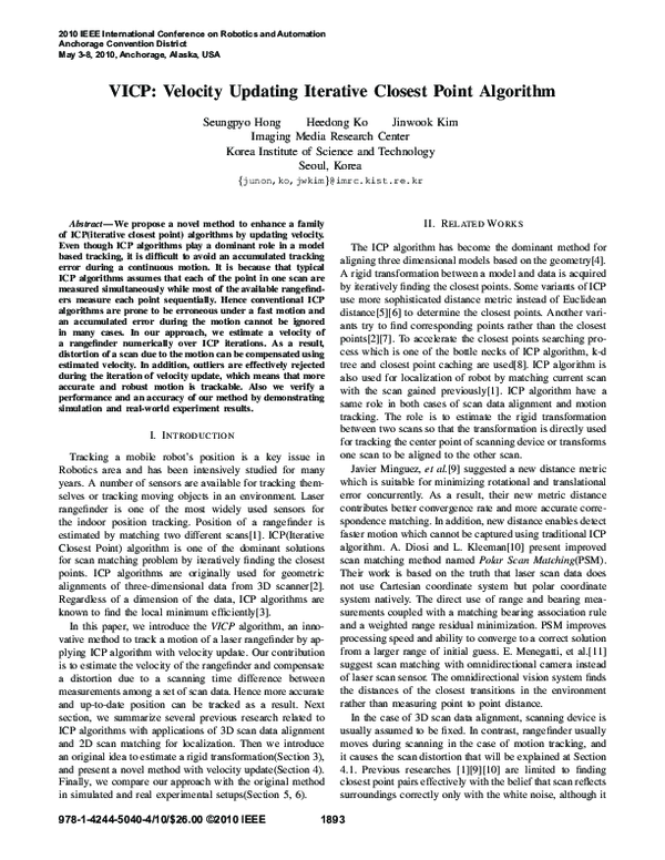 (PDF) VICP: Velocity updating iterative closest point algorithm