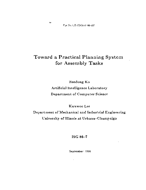 (PDF) Practical Planning for Assembly Integration