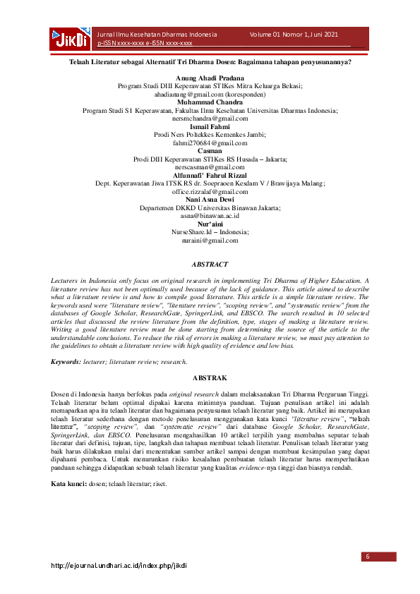 (PDF) Metode Penulisan Artikel Telaah Literatur