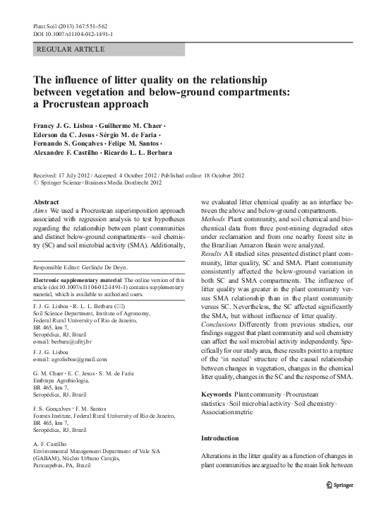(PDF) The influence of litter quality on the relationship between ...