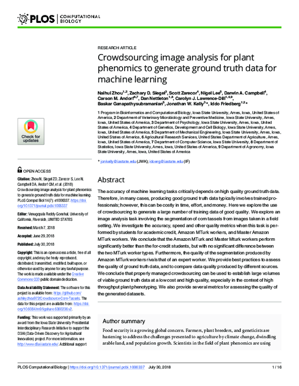 (PDF) Crowdsourcing image analysis for plant phenomics to generate ground truth data for machine ...