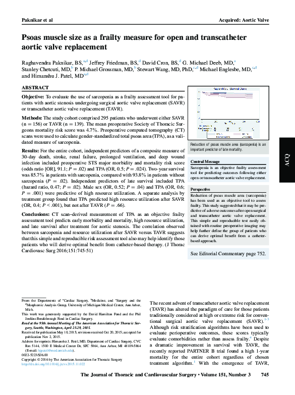 (PDF) Psoas muscle size as a frailty measure for open and transcatheter ...