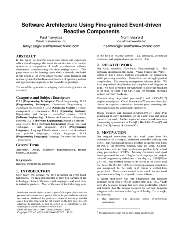 (PDF) Software architecture using fine-grained event-driven reactive components | paul tarvydas ...