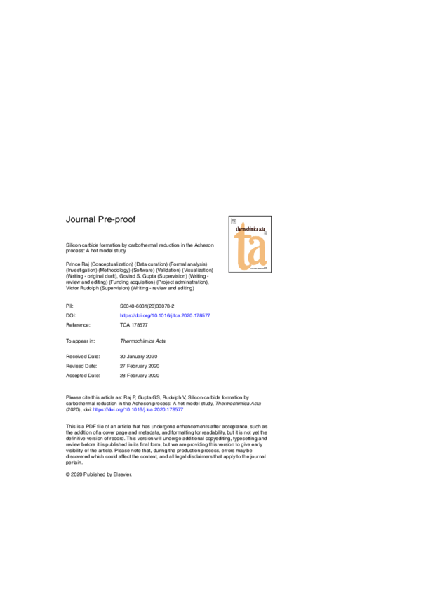 (PDF) Silicon carbide formation by carbothermal reduction in the ...