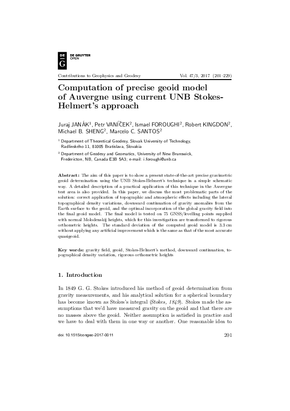 (PDF) Computation of precise geoid model of Auvergne using current UNB ...