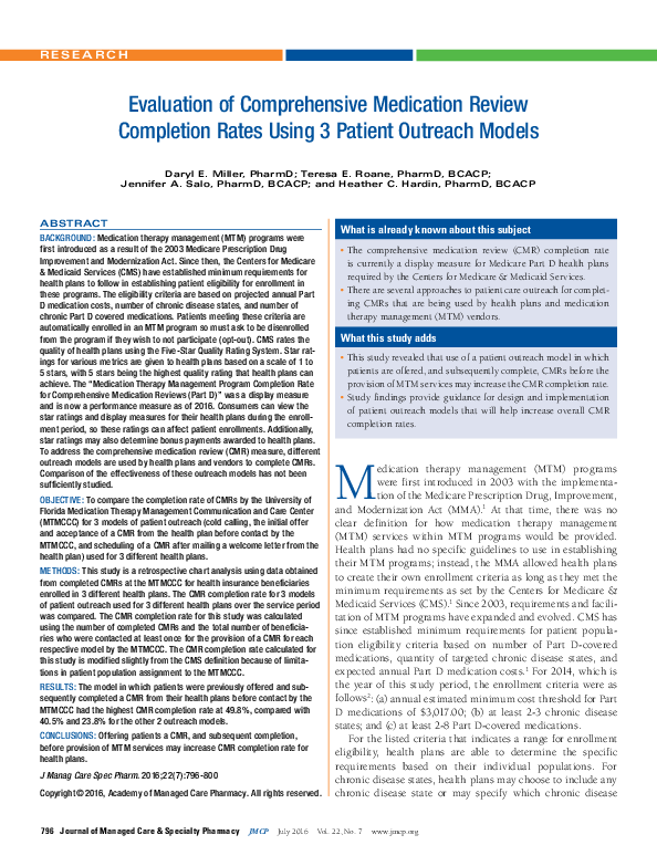 (PDF) Evaluation of Comprehensive Medication Review Completion Rates ...