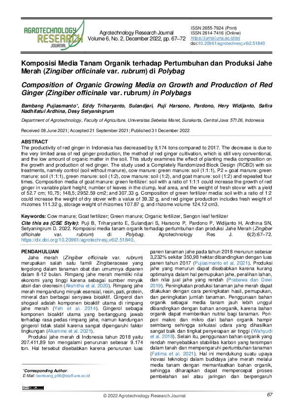 (PDF) Komposisi Media Tanam Organik terhadap Pertumbuhan dan Produksi ...