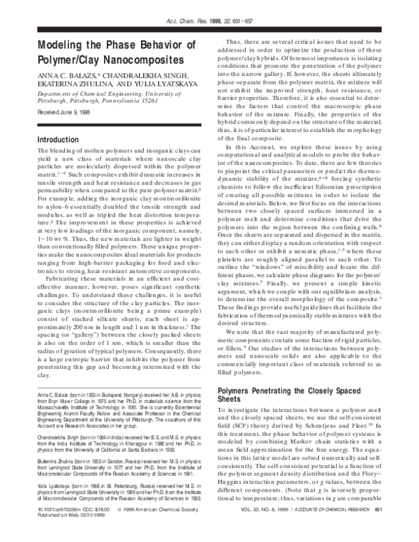 (PDF) Modeling the Phase Behavior of Polymer/Clay Nanocomposites