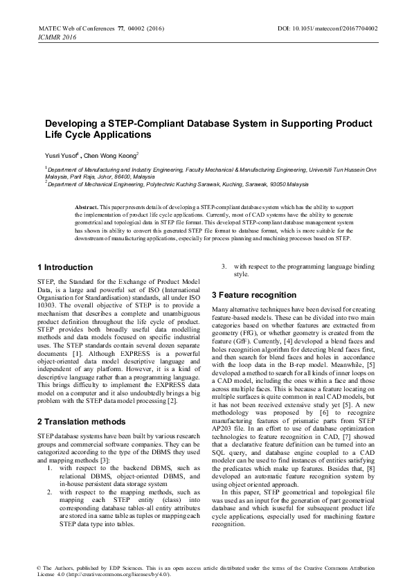 (PDF) Developing a STEP-Compliant Database System in Supporting Product Life Cycle Applications ...