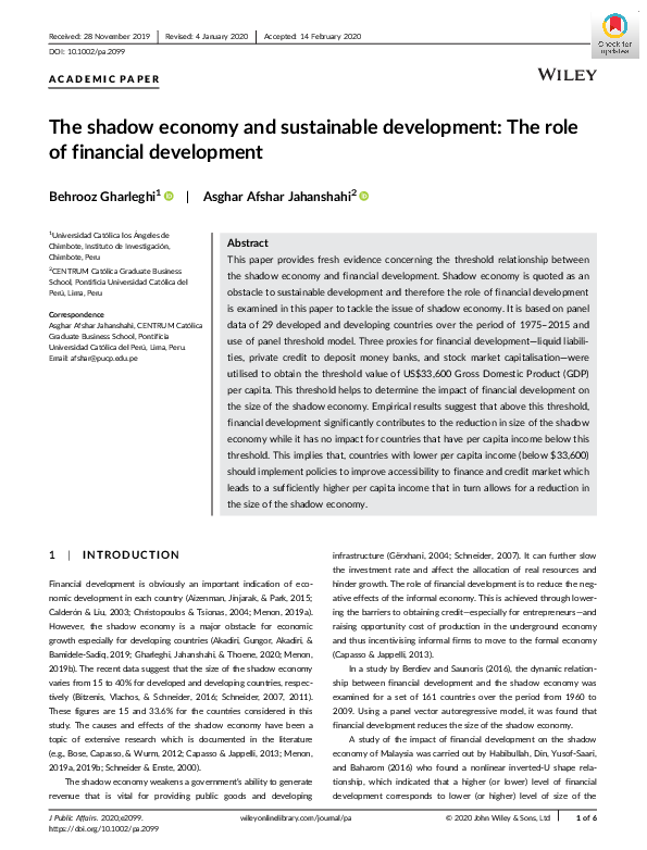 (PDF) The shadow economy and sustainable development: The role of ...