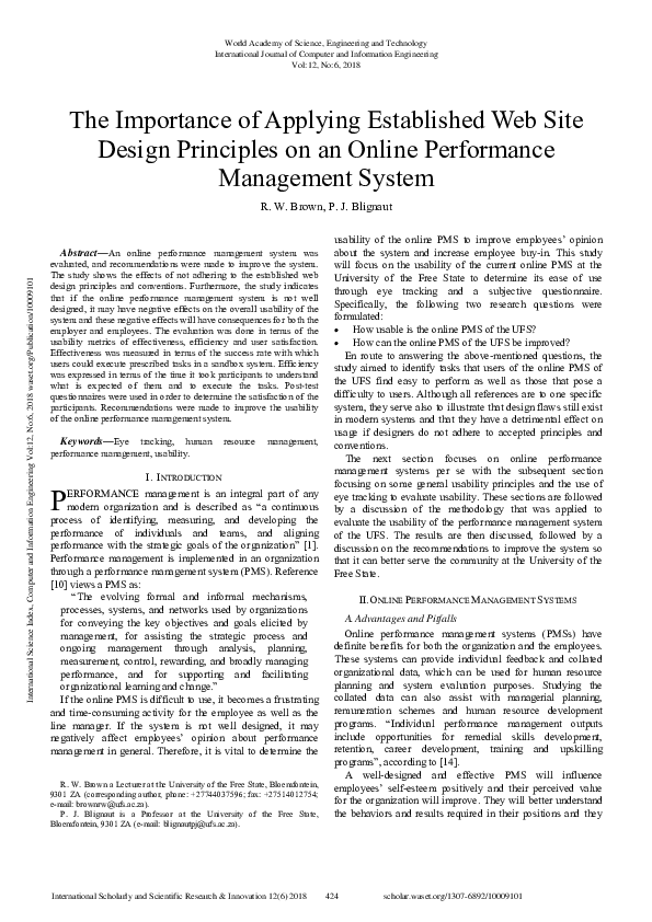 (PDF) The Importance Of Applying Established Web Site Design Principles ...