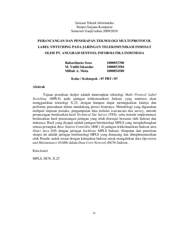 (PDF) Perancangan Dan Penerapan Teknologi Multi Protocol Label Switching Pada Jaringan ...