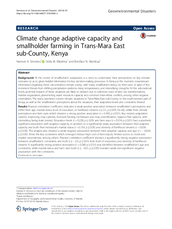 (PDF) Climate change adaptive capacity and smallholder farming in Trans ...