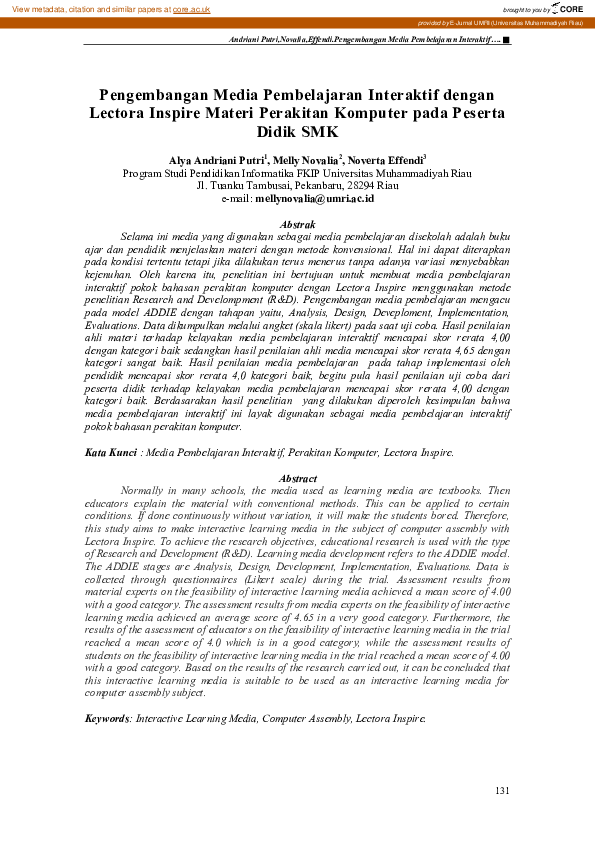 (PDF) Pengembangan Media Pembelajaran Interaktif dengan Lectora Inspire Materi Perakitan ...
