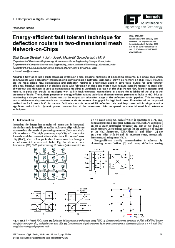 Pdf Energy Efficient Fault Tolerant Technique For Deflection Routers
