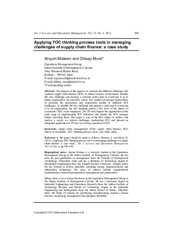 (PDF) Applying TOC thinking process tools in managing challenges of ...