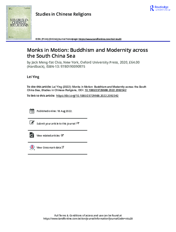 (PDF) Review: Monks in Motion: Buddhism and Modernity across the South ...