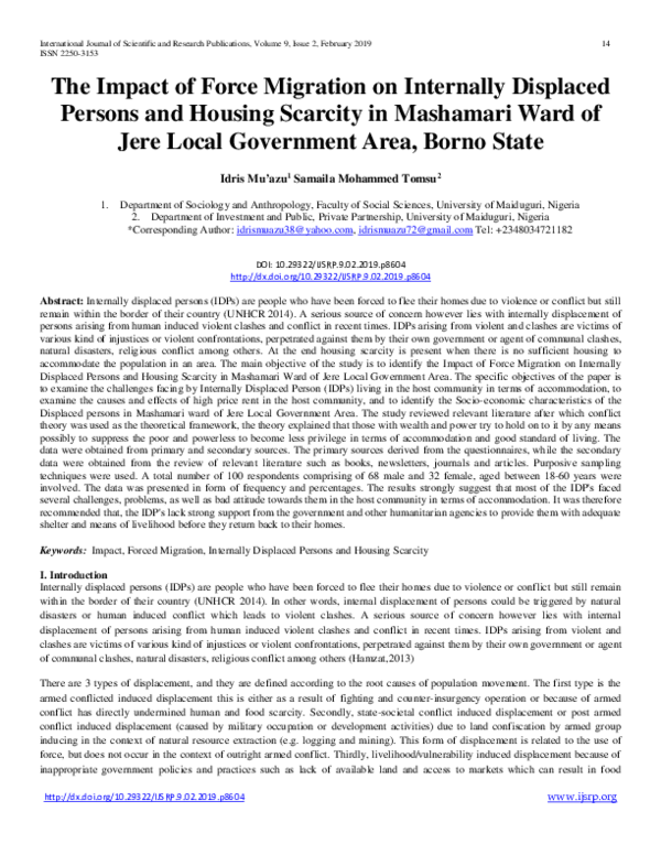 (PDF) The Impact of Force Migration on Internally Displaced Persons and ...